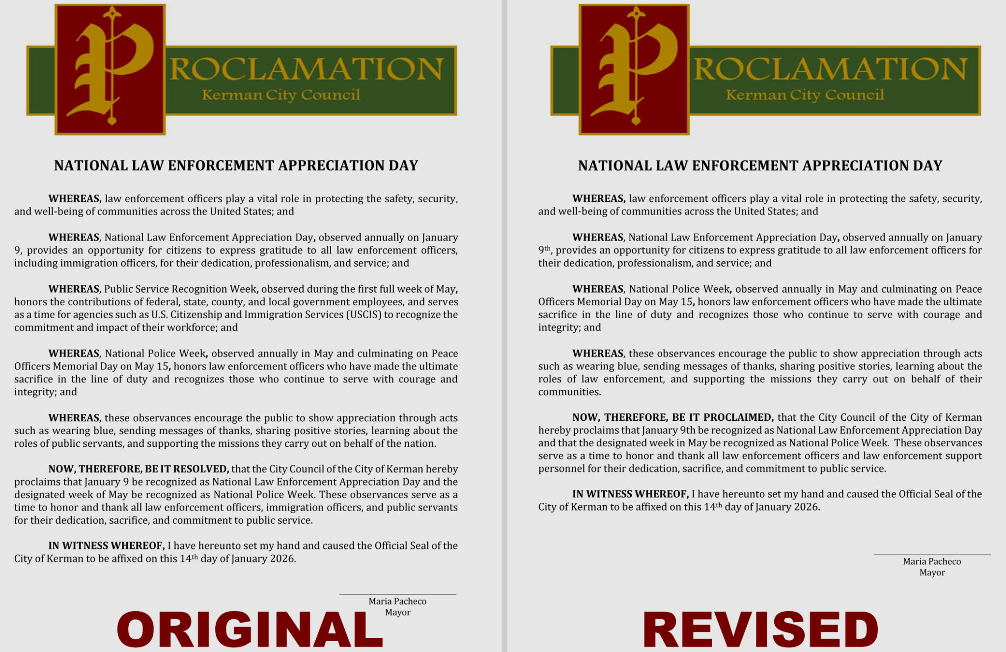 Kerman Mayor Pushes Back on ICE Mention in Proclamation